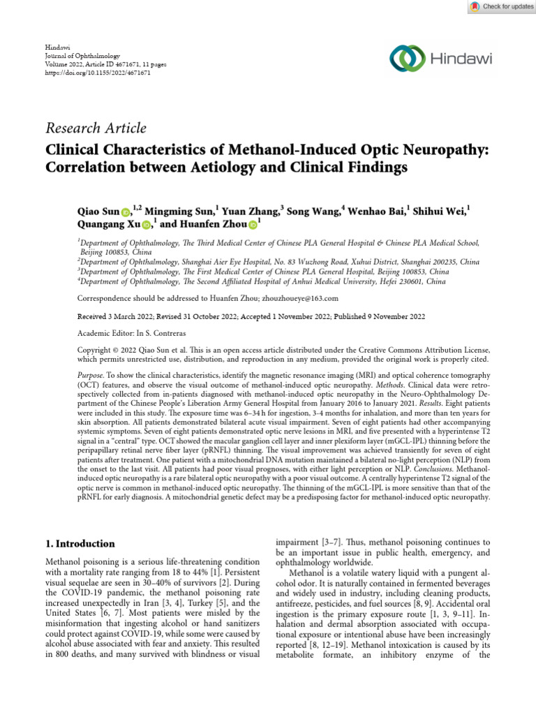 Journal of Ophthalmology - 2022 - Sun - Clinical Characteristics of ...