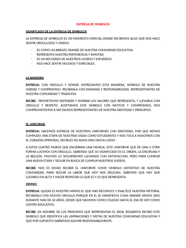 Entrega de Simbolos | PDF