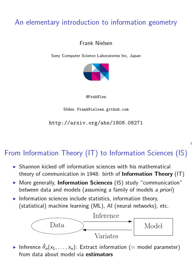 An Elementary Introduction To Information Geometry | PDF | Differential Geometry | Applied ...