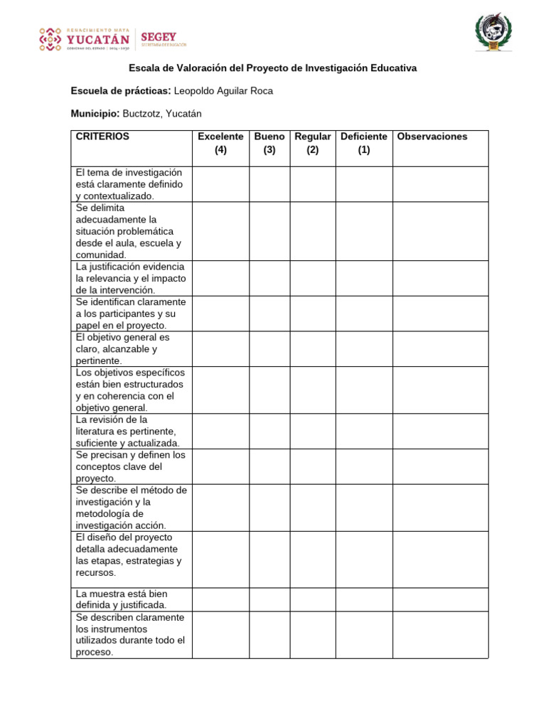 Proyecto de Inv Escala | PDF