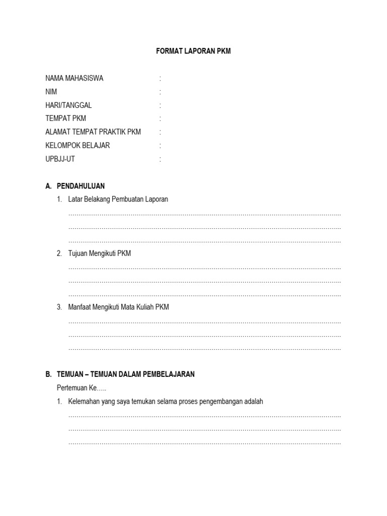 Format Laporan PKM | PDF