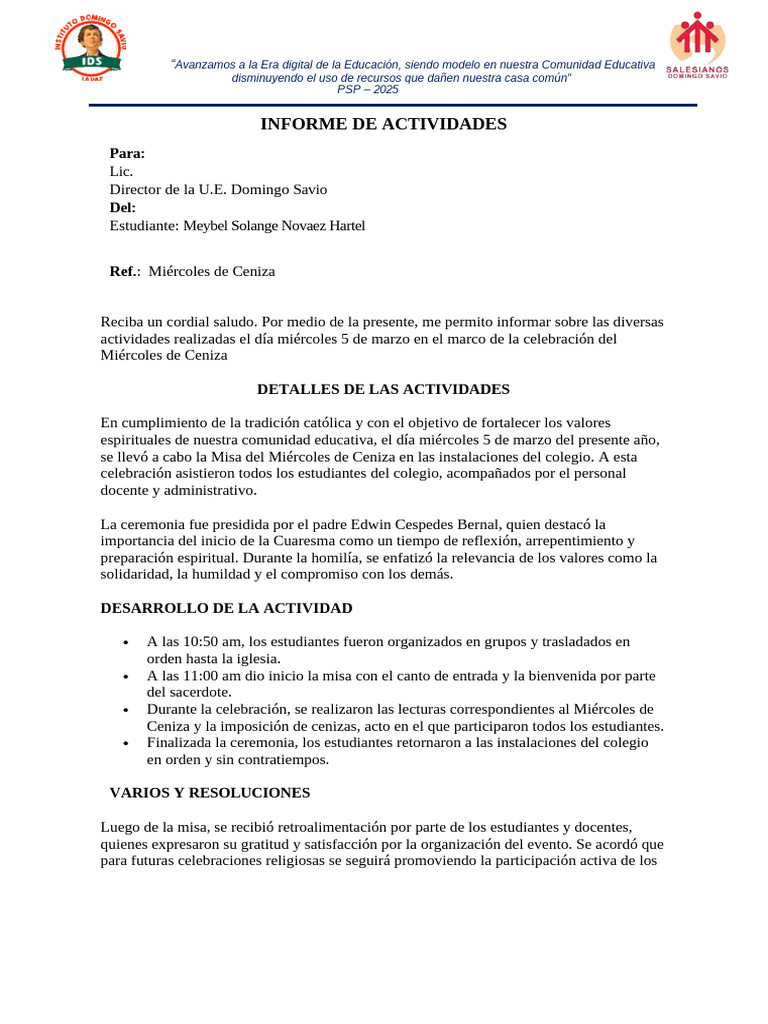 Ejemplo de Informe | PDF