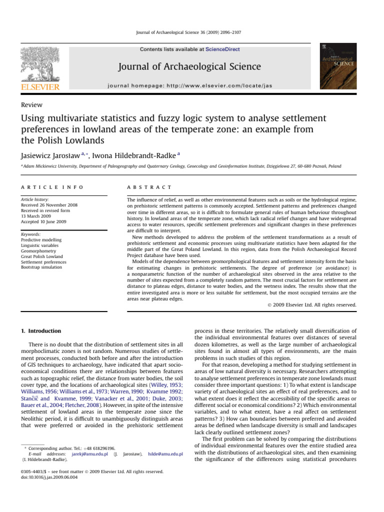 Jaroslaw Hildebrandt-Radke 2009 Using Multivariate Statistics and Fuzzy ...