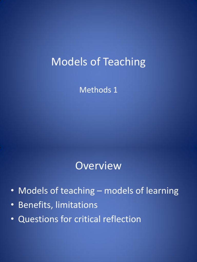 Overview of Teaching Models | PDF | Teaching | Teachers