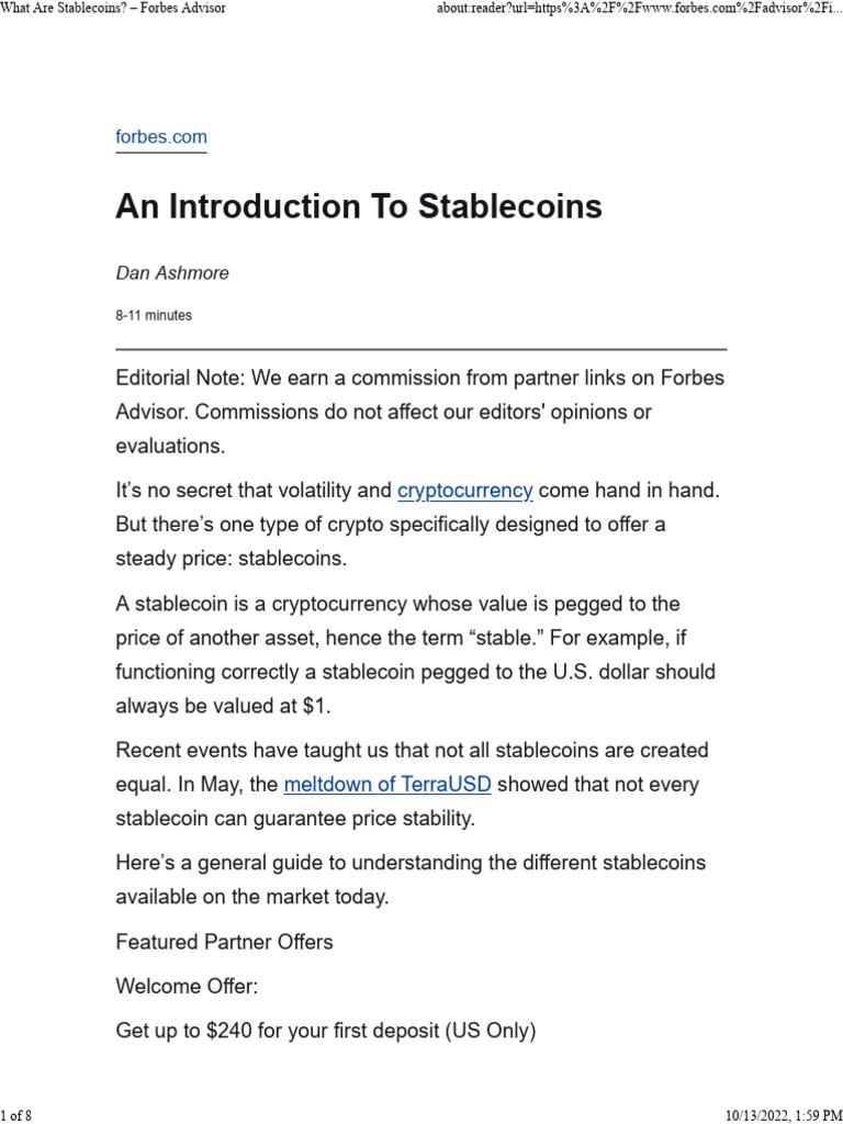 An Introduction To Stablecoins | PDF | Market (Economics) | Foreign Exchange Market
