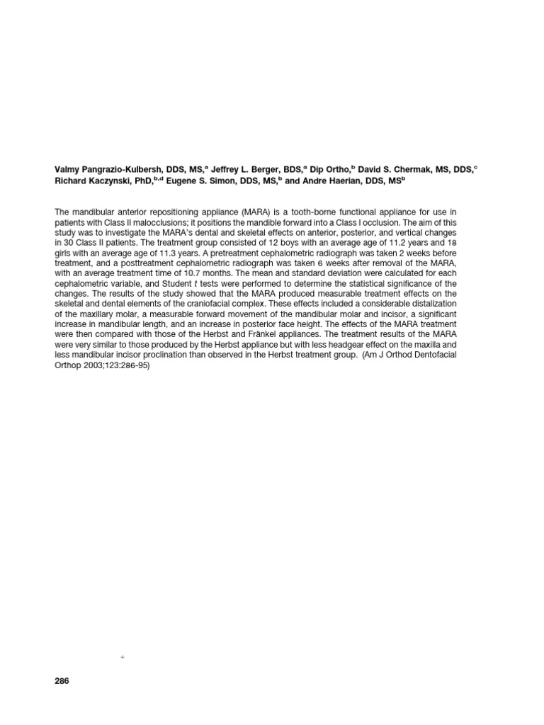 MARA Effects on Class II Malocclusion Treatment | PDF | Orthodontics ...