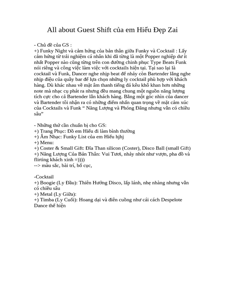 All About Guest Shift Của em Hiếu Đẹp Zai | PDF