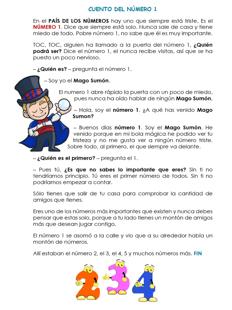 El cuento del número 1 y su importancia | PDF