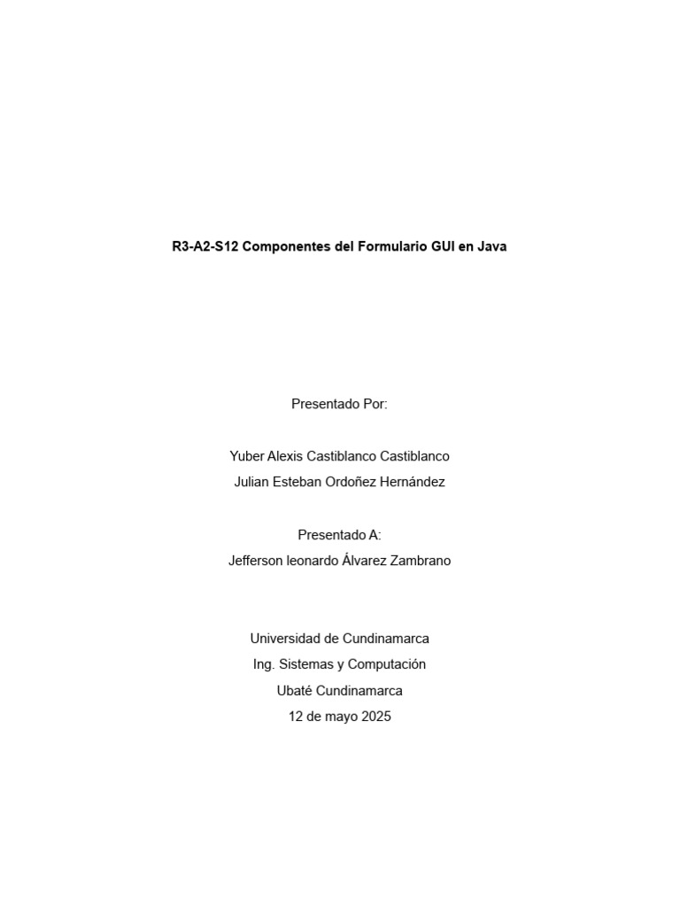 R3-A2-S12 Componentes Del Formulario GUI en Java | PDF