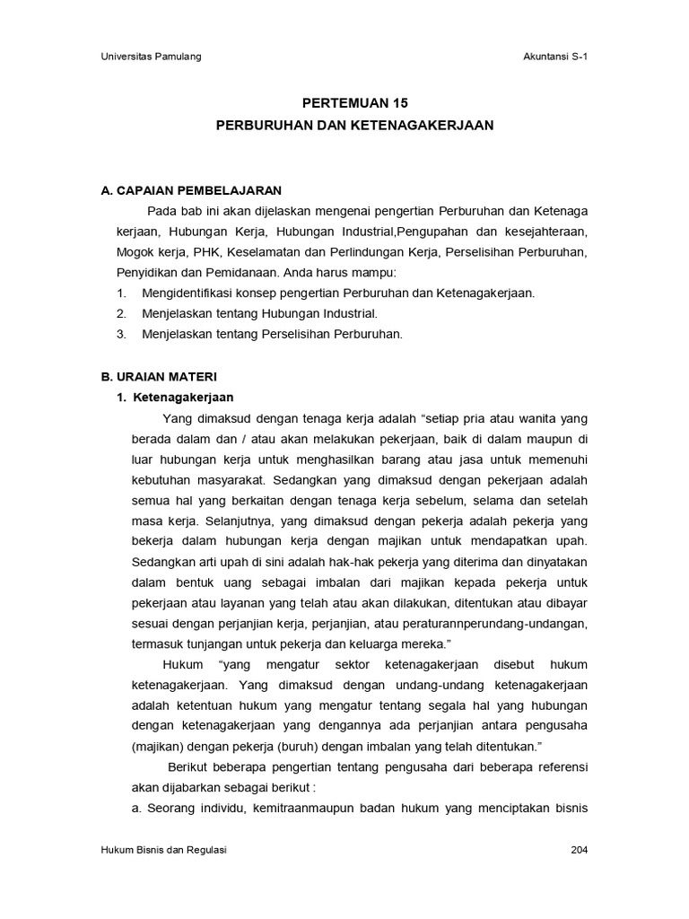 Sak0063 15 Perburuhan Dan Ketenagakerjaan | PDF