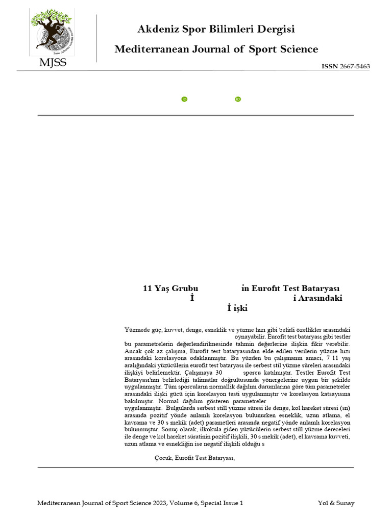 The Relationship Between Eurofit Test Battery Parameters and Freestyle ...