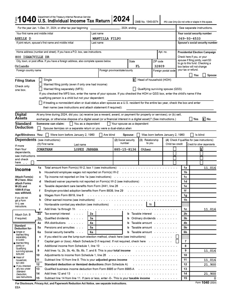 2024 Tax Return Documents (Mantilla Filpo, Axelle D) | PDF | Irs Tax ...