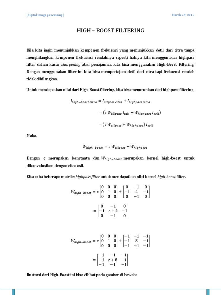 High-Boost Filtering | PDF