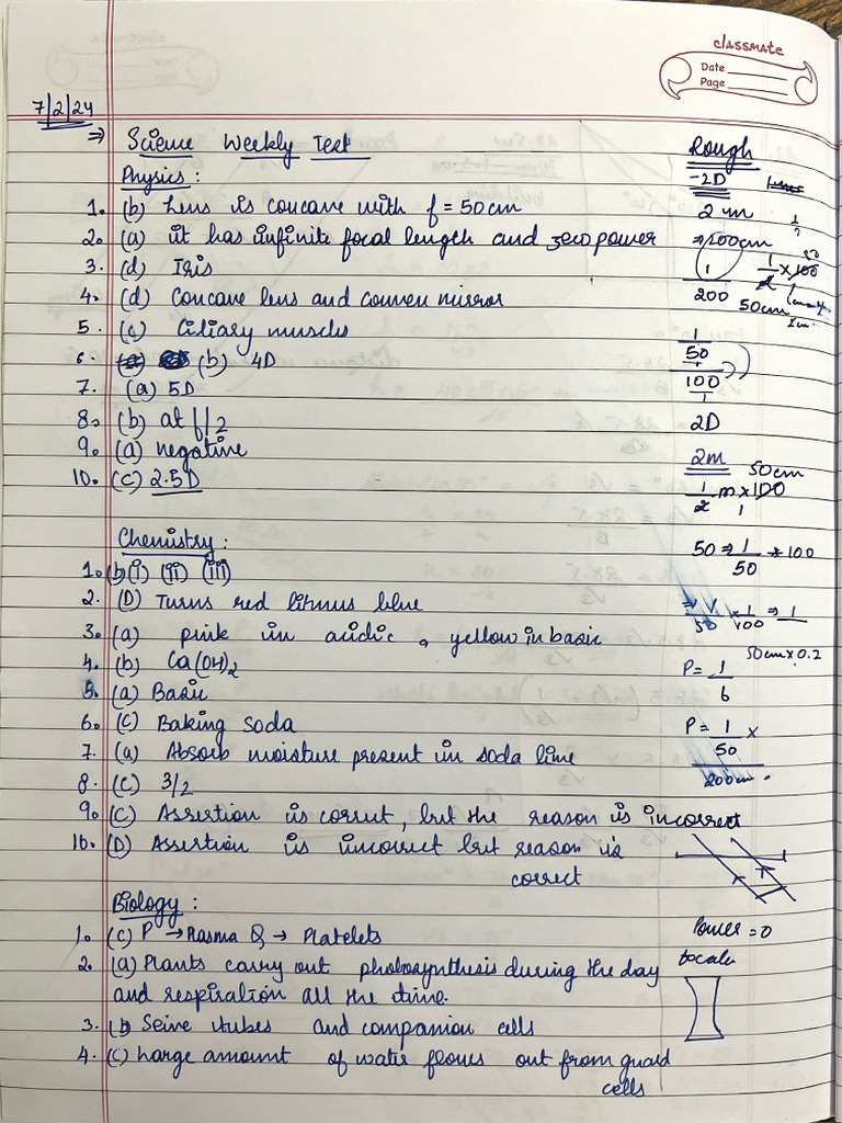 Pritha Singh - Science Weekly Test | PDF