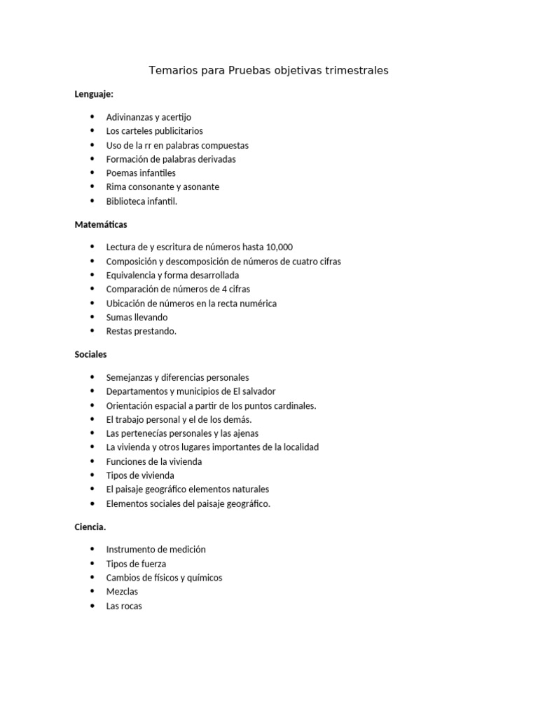 Temarios de Tercero. | PDF