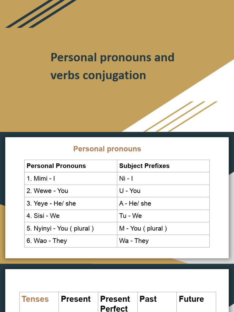 Personal Pronouns and Verbs Conjugation | PDF | Grammatical Tense ...