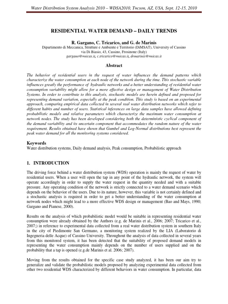 Residential Water Demand | PDF | Probability Theory | Data