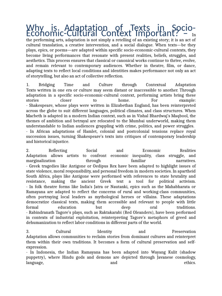 Importance of Text Adaptation in Arts | PDF | Ramayana