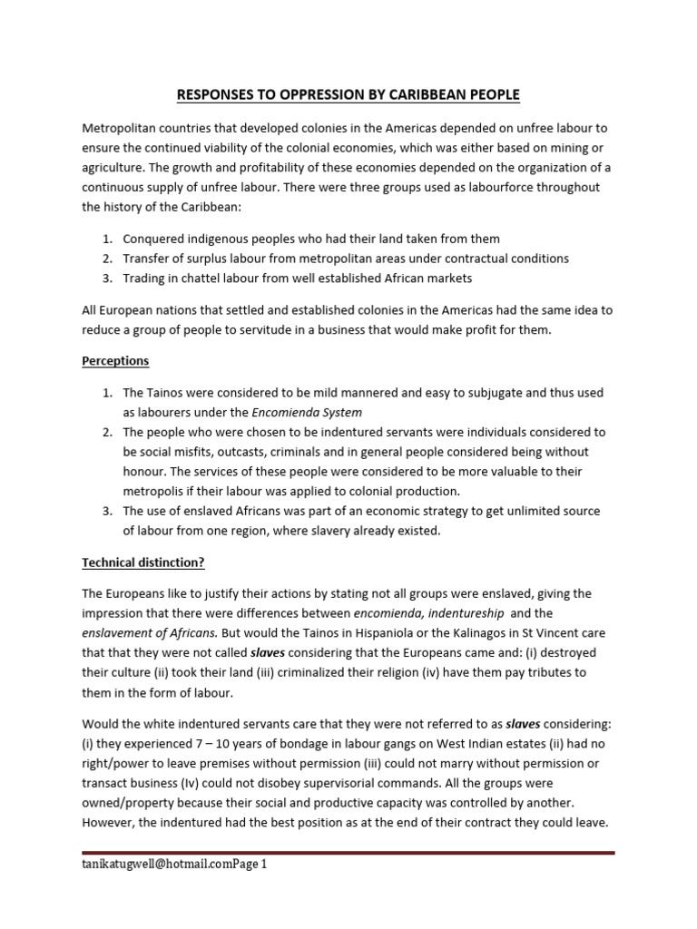 Responses To Oppression by Caribbean People | PDF | Slavery | Atlantic ...
