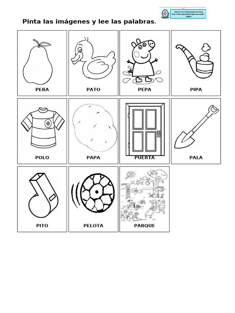 Pinta Las Imágenes y Lee Las Palabras | PDF