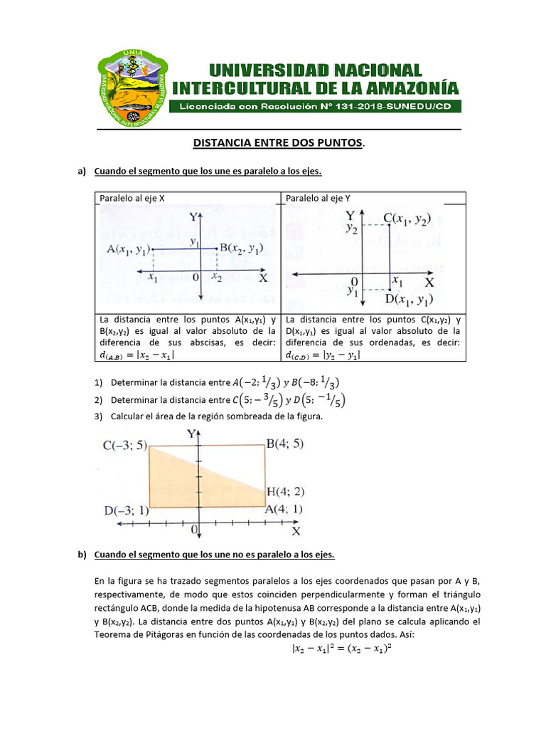 Distancia y Ecuaciones de Rectas | PDF | Pendiente | Línea (geometría)