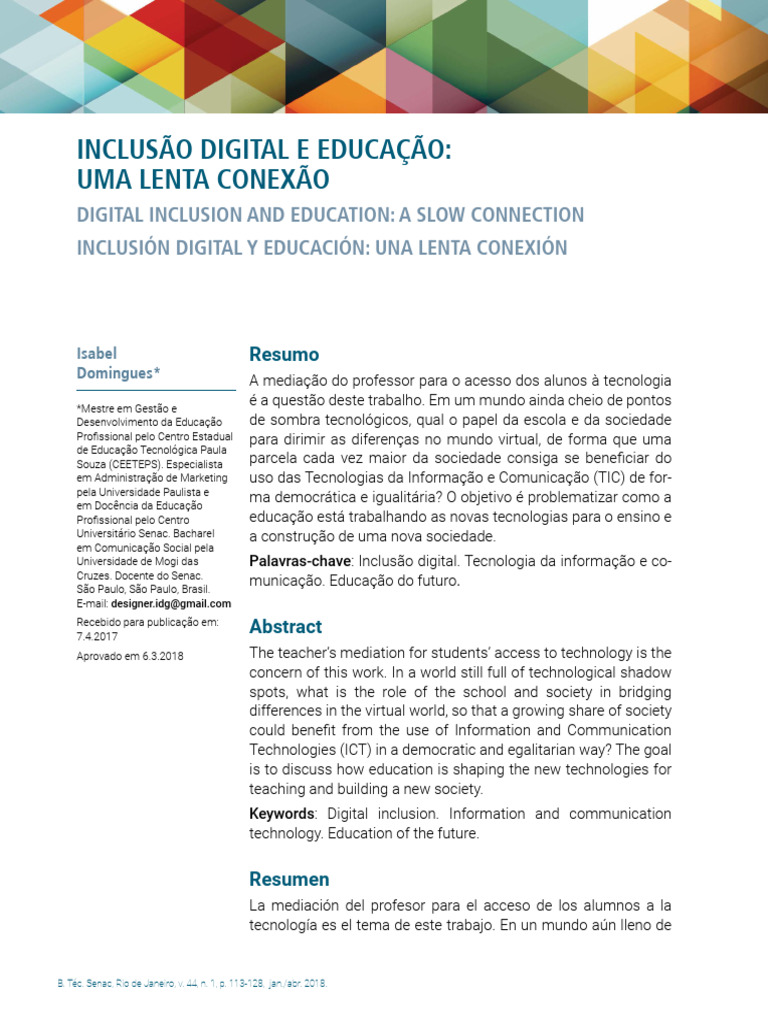 Inclusão Digital na Educação: Desafios e Avanços | PDF | Aprendizado ...