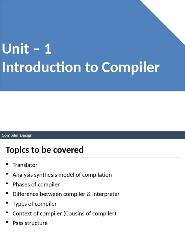 Unit-1compiler Design | PDF | Compiler | Programming