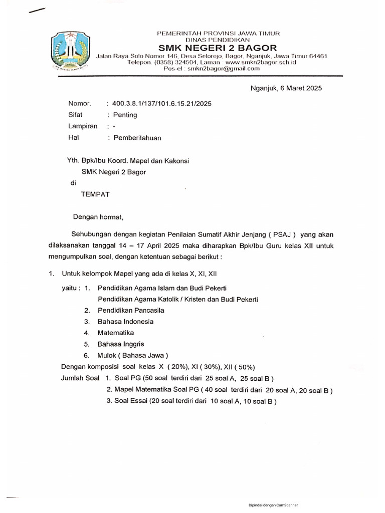 Permintaan Soal PSAJ 2025 | PDF