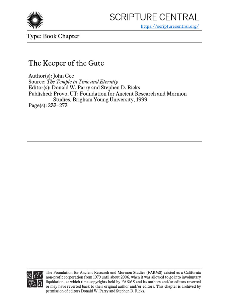 09 John Gee The Keeper of The Gate 233 273 4ad0d8f2df | PDF | Paul The ...