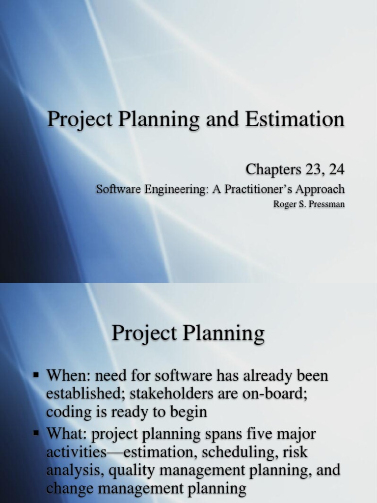 Project Planning and Estimation: Chapters 23, 24 | PDF | Art | Computers