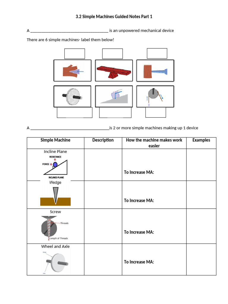 Simple Machine Guided Notes-1 | PDF
