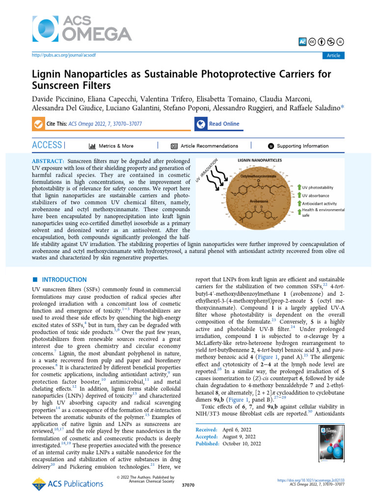 Lignin_Nanoparticles_as_Sustainable_Photoprotectiv | PDF | Sunscreen | Chemistry