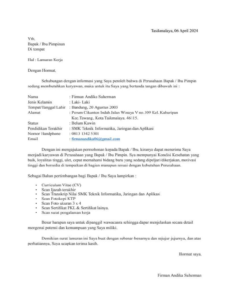 CV - Firman Andika Suherman | PDF