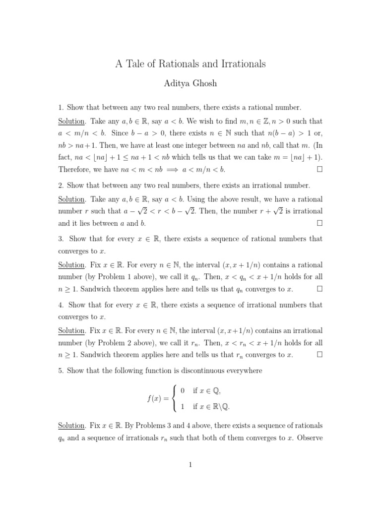 Rationals and Irrationals Edited | PDF | Mathematical Concepts | Number Theory