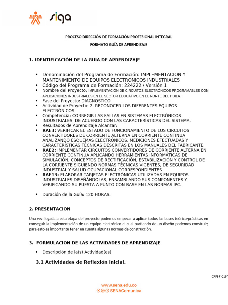 DIAGNOST GFPI-F-019 Formato Guia2 de Aprendizaje RAE2 3,2,13-Fuente2018 | PDF | Electrónica ...