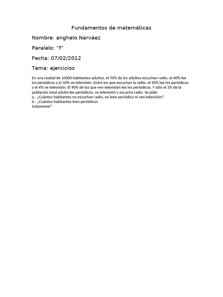 Ejercicio Mate | PDF