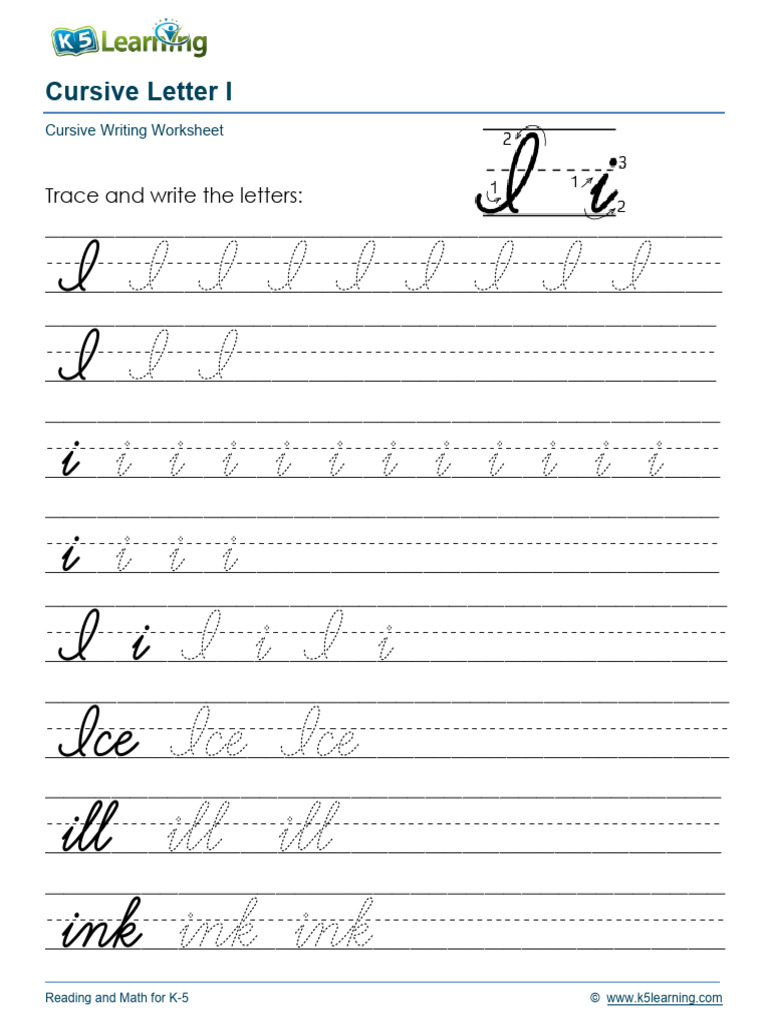 Cursive Letter I Worksheet | PDF