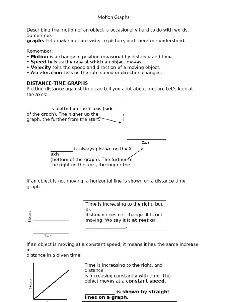 Motion Graphs- Distance-time Notes | PDF | Acceleration | Speed