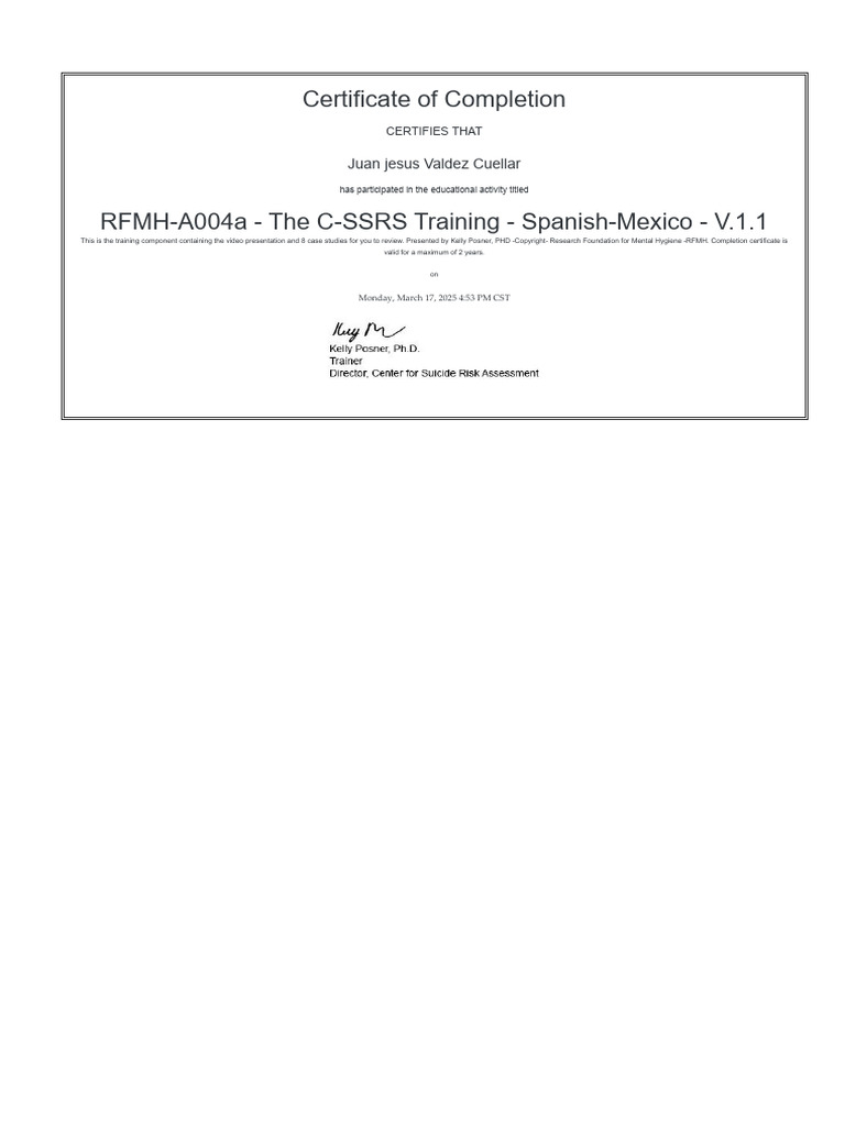 C-SSRS Training Completion | PDF