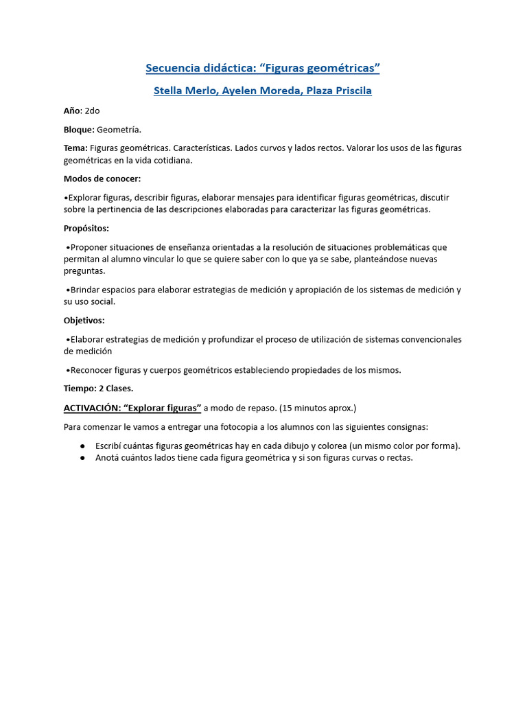 Comparto 'Secuencia Didáctica Figuras Geométricas 2do' Con Usted | PDF | Geometría