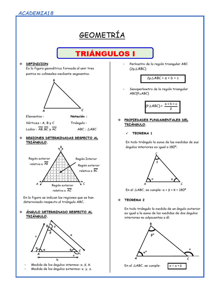 Geometría Triángulos i | PDF | Triángulo | Geometría Elemental