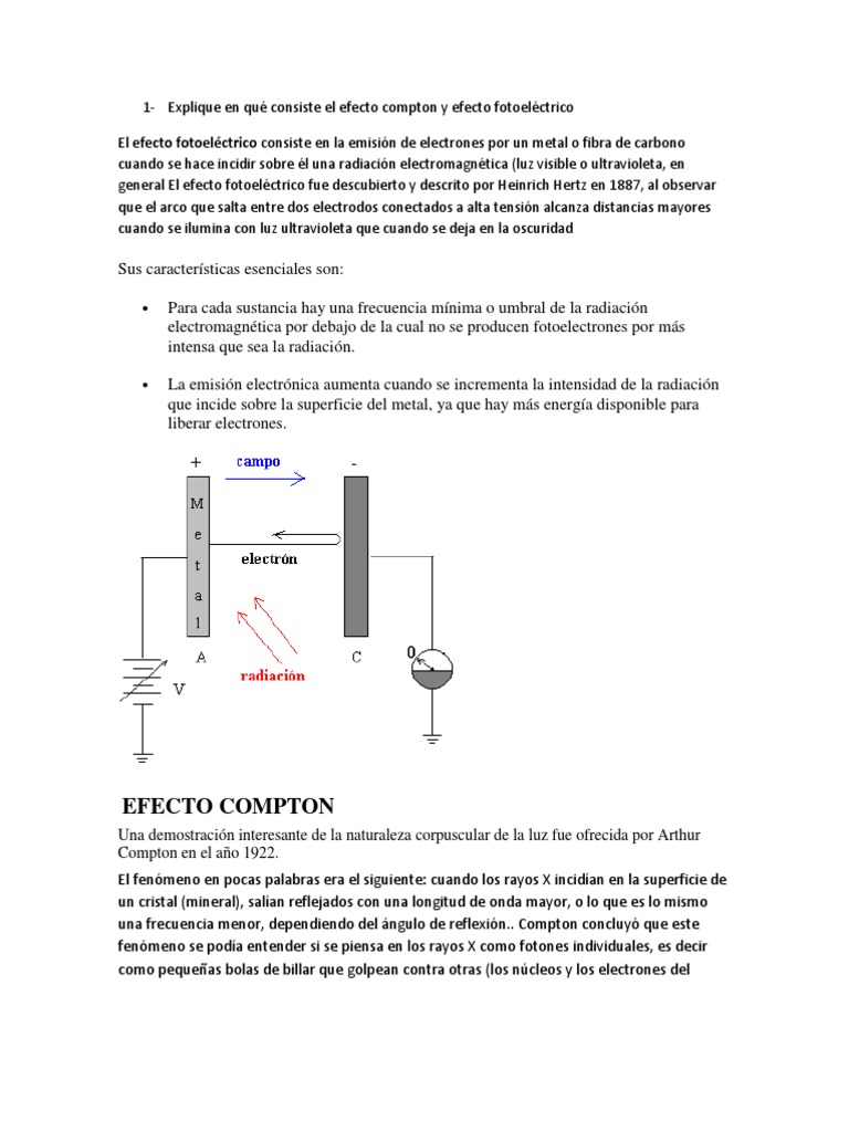 Explique en Qué Consiste El Efecto Compton y Efecto Fotoeléctrico | Descargar gratis PDF ...