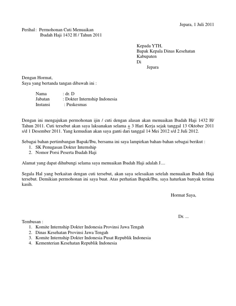 Surat Cuti Internship | PDF