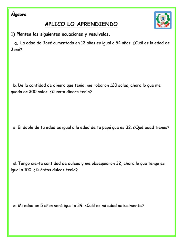 Ficha Algebra (Miércoles 25) | PDF