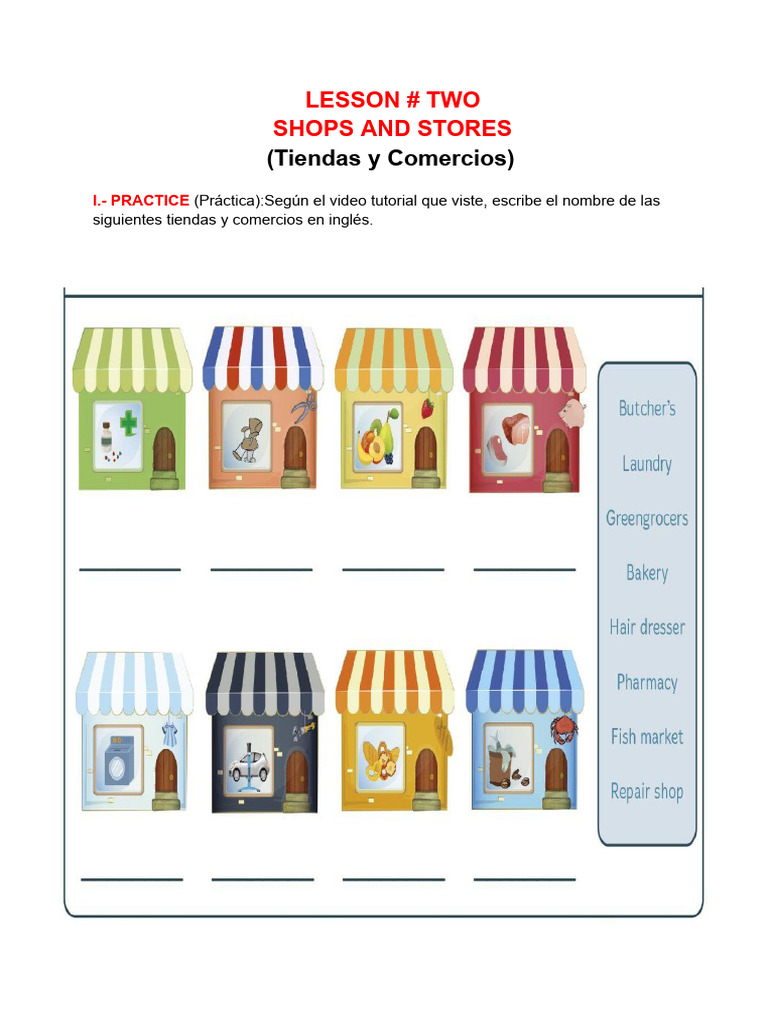 Vocabulario de Tiendas en Inglés | PDF | Venta al por menor