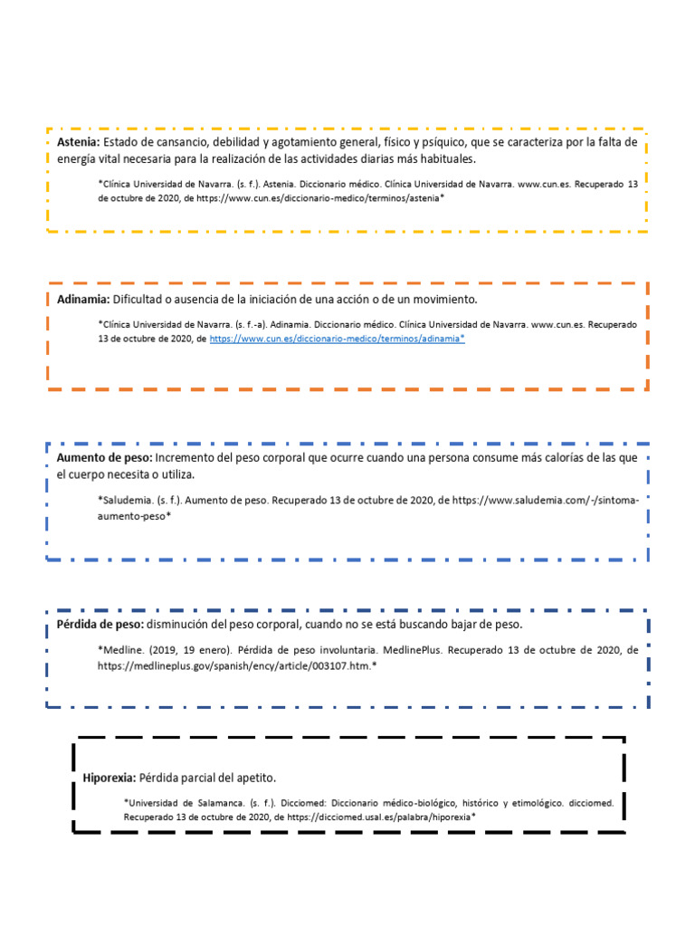 Astenia y Adinamia: Definiciones Médicas | PDF | Aumento de peso ...