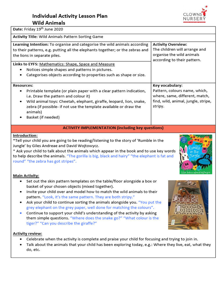 Rising 3s Lesson Plan Pattern Sorting Game | PDF