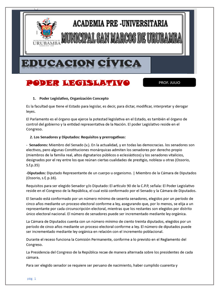 Poder Legislativo | PDF | Legislador | Legislatura