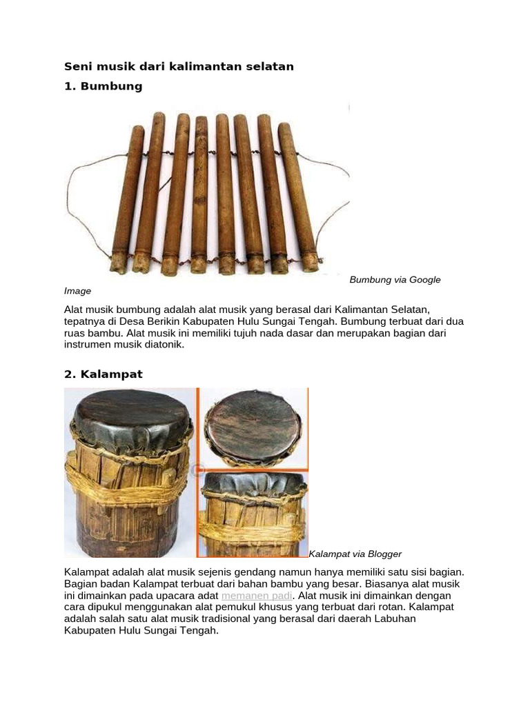 Alat Musik Tradisional Kalimantan Selatan | PDF