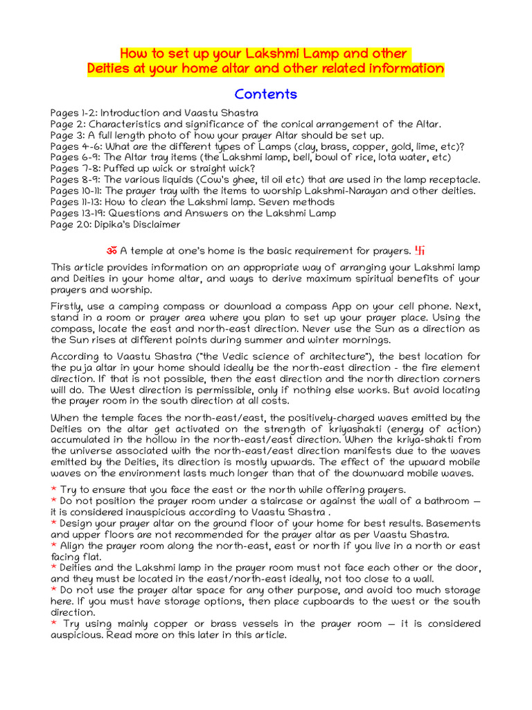 How To Set Up Your Lakshmi Lamp and Other Deities at Your Home Altar ...